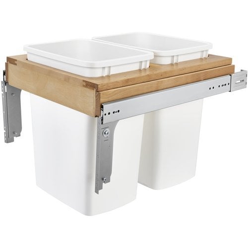 35 Qt Dbl Top Mnt 18" W Waste Cntnr, frameless Cabnt- Wht 4WCTM-21DM2 ...